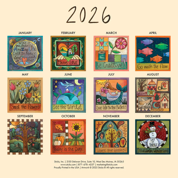 2026 Paper Calendar | Zinnias Gift Boutique